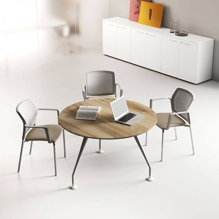 Tavolo riunioni tondo piano vetro ENOSI EVO LAS - Rescaff